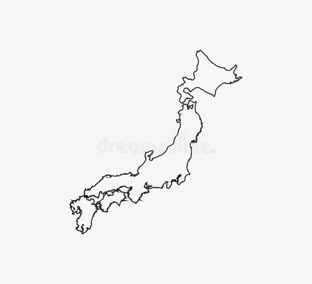 Japan, Map on White Background. Vector Illustration. Outline Stock ...