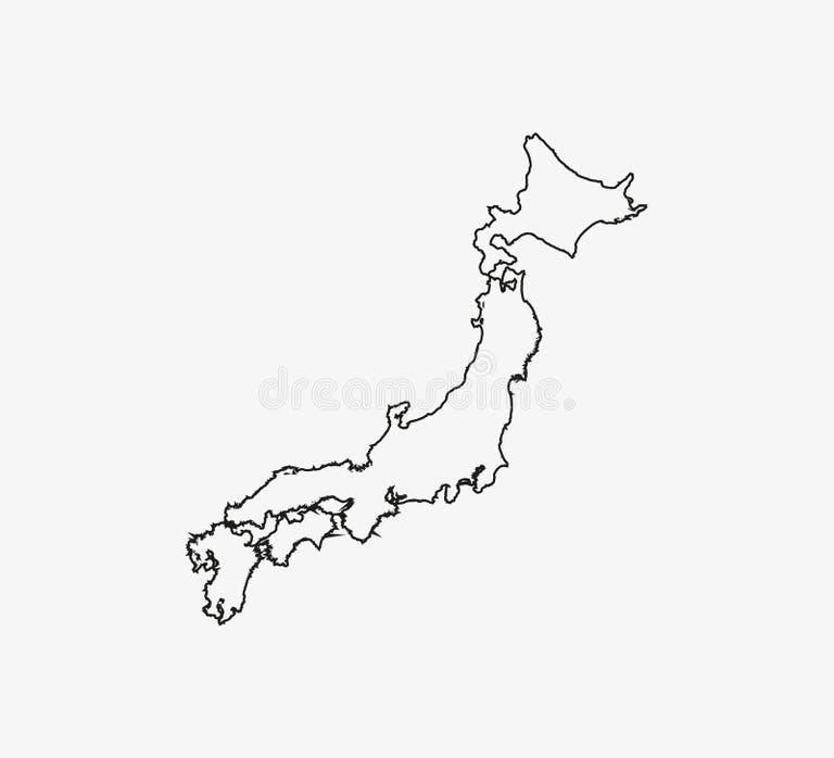 Japan, Map on White Background. Vector Illustration. Outline Stock ...