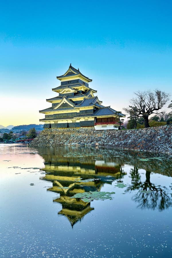 Japan. Matsumoto Castle at Sunset Editorial Image - Image of castle ...