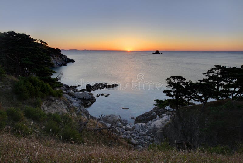 Japan-Meer. Herbst. Sonnenuntergang 5 Stockbild - Bild von frühling ...