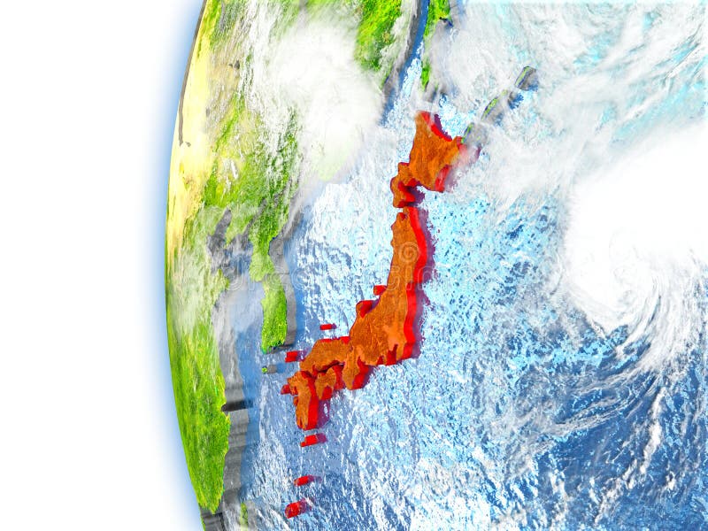 Japan on model of Earth stock illustration. Illustration of planet ...