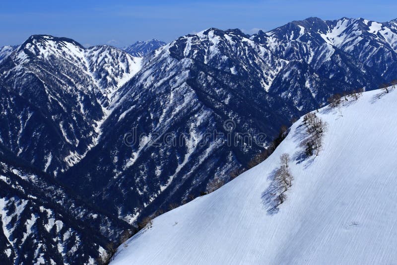 Japan Mountain with Winter Snow Stock Image - Image of japan, rock ...