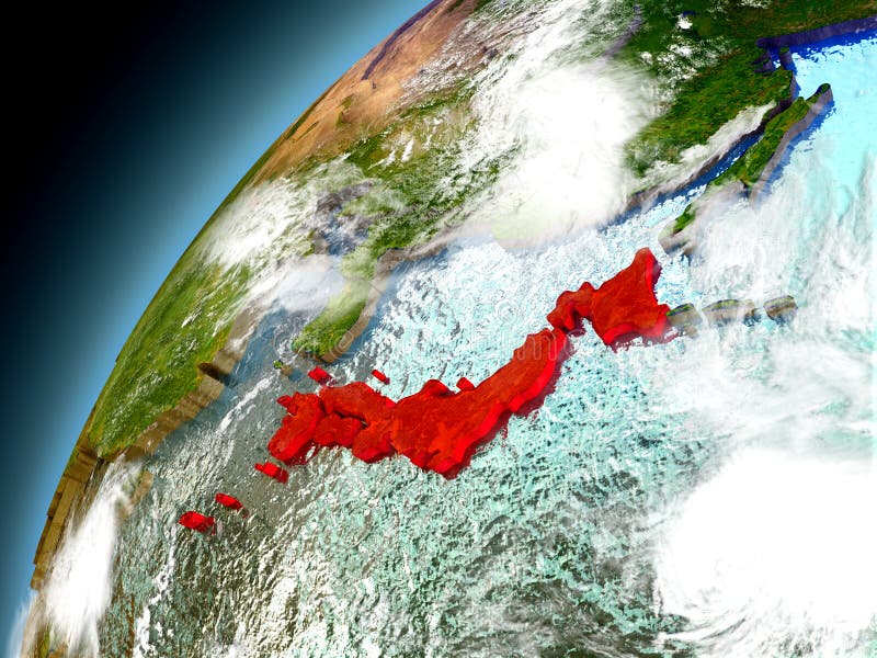 Japan from Orbit of Model Earth Stock Illustration - Illustration of ...