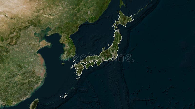 Japan Outlined. Low-res Satellite Stock Illustration - Illustration of ...