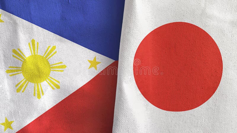 Japan and Philippines Two Flags Textile Cloth 3D Rendering Stock ...