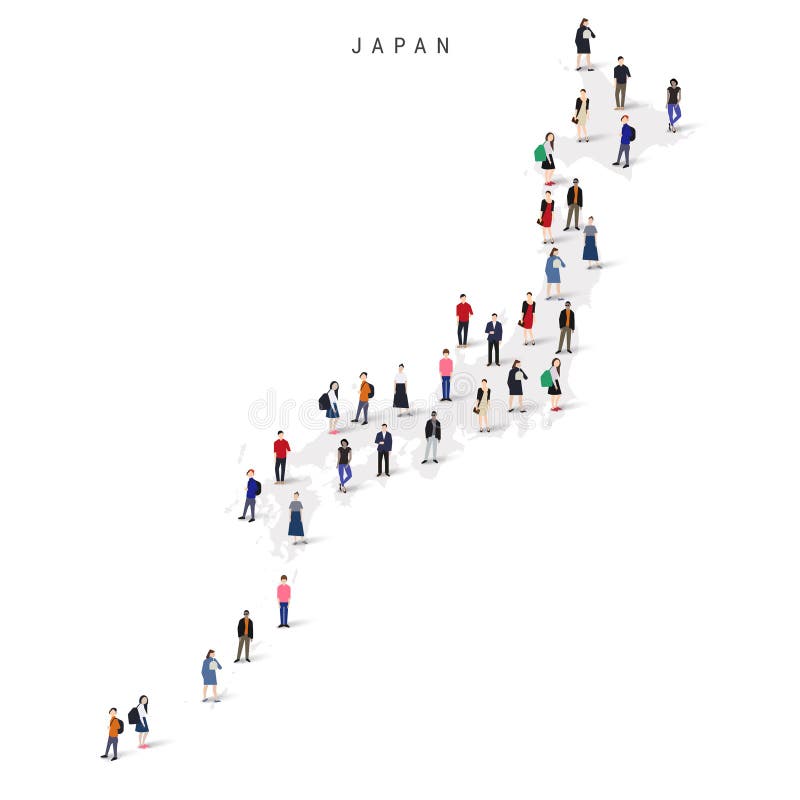 Japan Population Map. Large Group of People in a Shape of Japanese Map ...