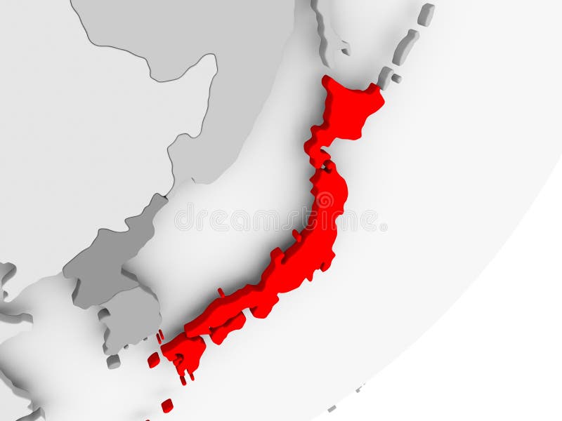 Japan in red on grey map stock illustration. Illustration of world ...