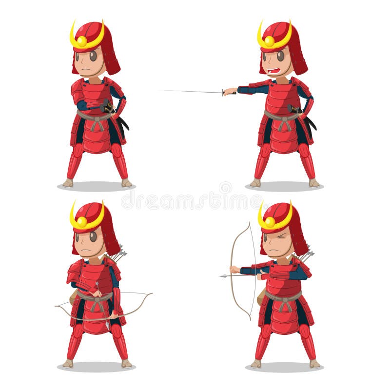 Japan Samurai Red Armor Character Vector Stock Illustration ...
