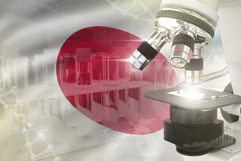 Microscope on Japan Flag - Science Development Digital Background ...
