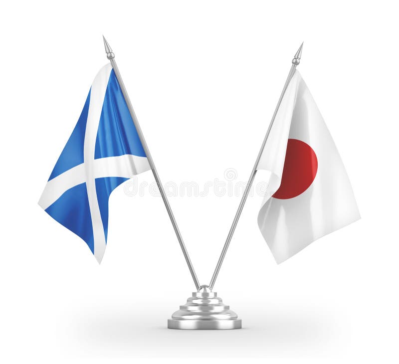 Scotland and Japan Two Flags Textile Cloth, Fabric Texture Stock ...