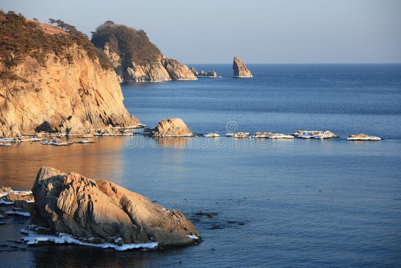 Japan sea. Island 9 stock photo. Image of stones, sunrise - 7319746