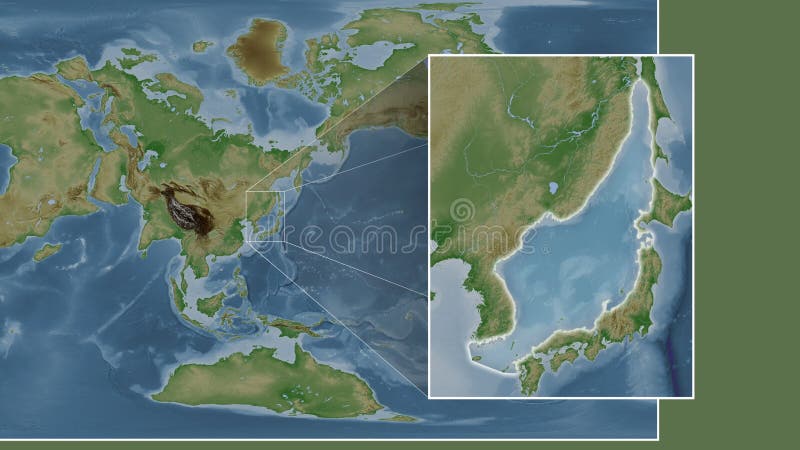 Japan Sea. Pale Map. Patterson Cylindrical. Diagram Stock Footage ...