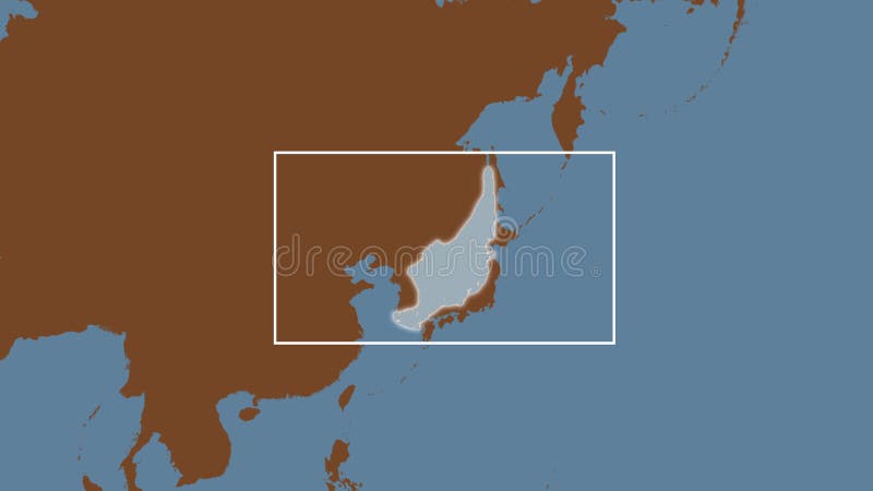 Japan Sea. Solid Map. Patterson Cylindrical. Close-up Stock Video ...