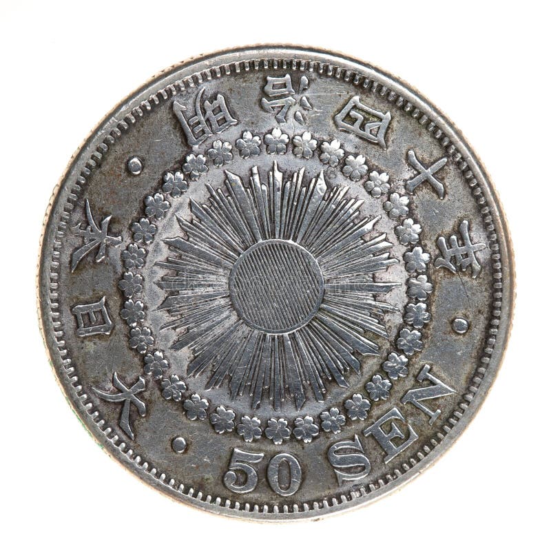 Japan 50 Sen Silver Coin Circa 1906 Stock Photo - Image of money ...
