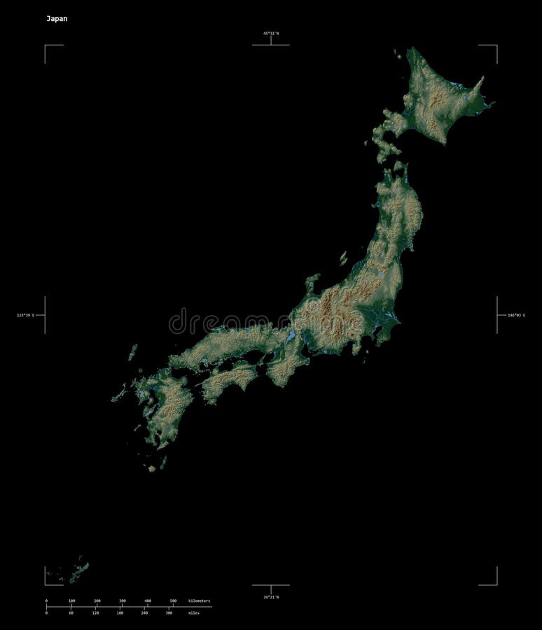 Japan Shape on Black. Physical Stock Illustration - Illustration of ...