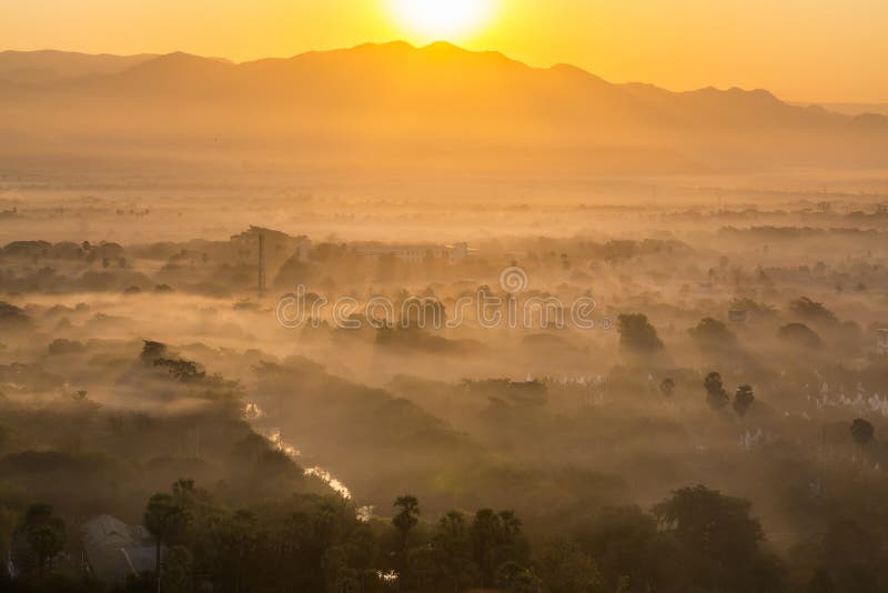 Sunrise with mist stock photo. Image of mist, scenery - 39360238