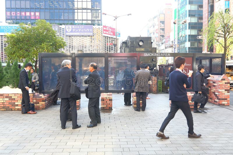 Japan: smoking area editorial photo. Image of group, smoke - 93900891