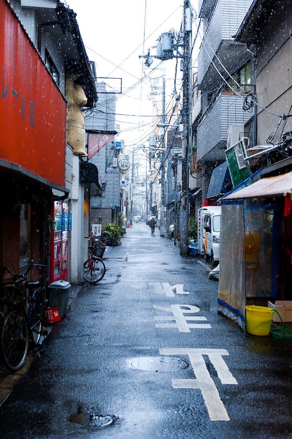 Japan Snow Street editorial stock image. Image of home - 38789299