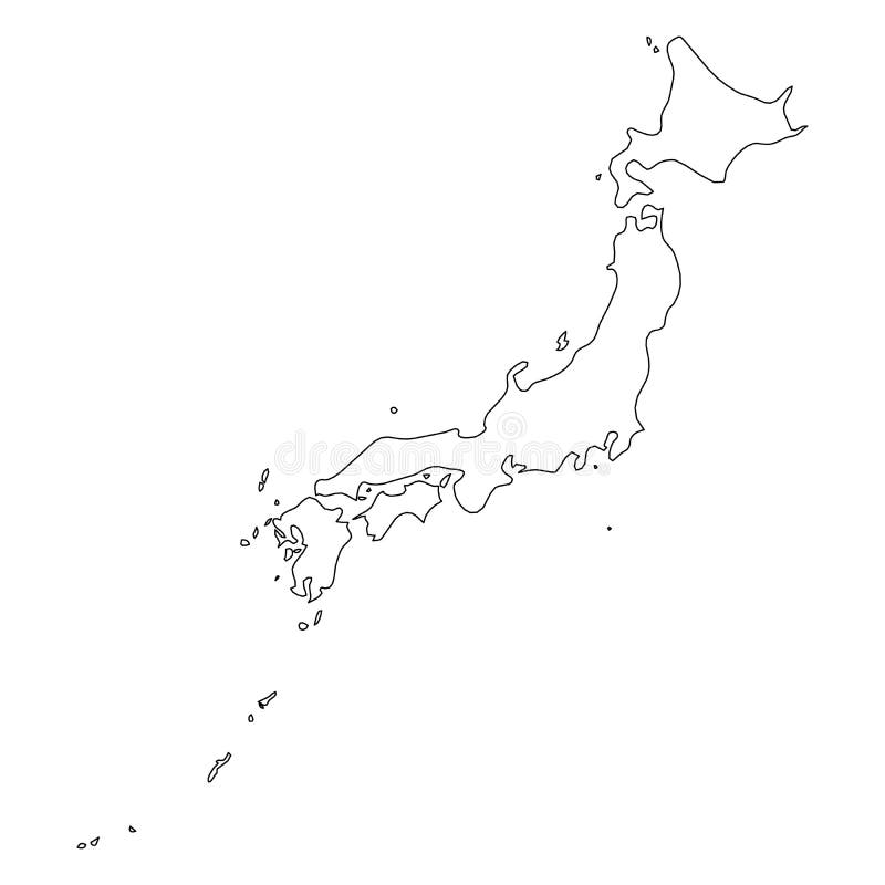Japan - Solid Black Outline Border Map of Country Area. Simple Flat ...