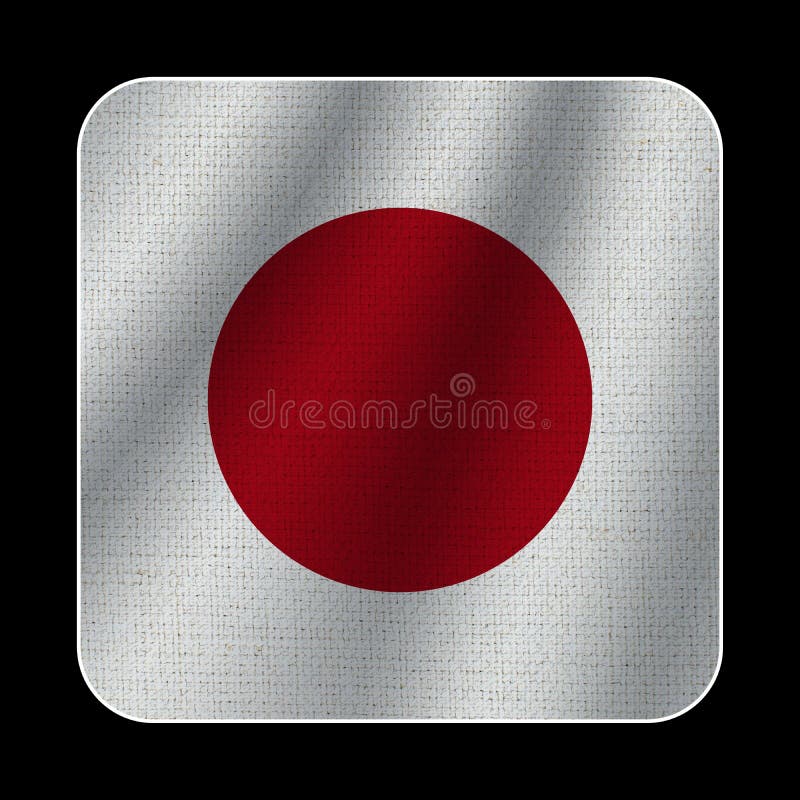 Japan Square Flag, Fabric Pattern Texture, Black Background, 3D ...