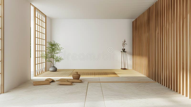 Japan Style Empty Room Decorated, Generative AI Stock Illustration ...