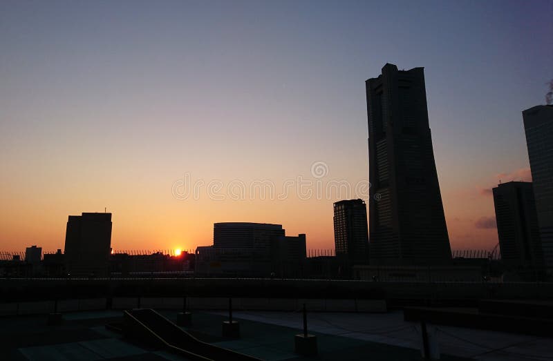 Japan sunset stock image. Image of skyscrapers, japan - 96372983