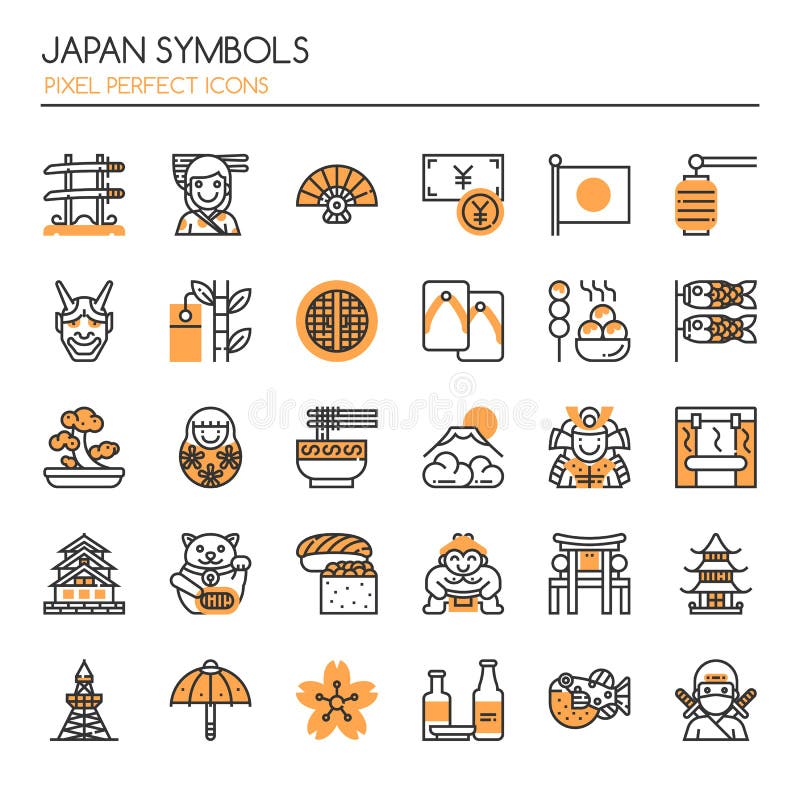 Japan Symbols stock vector. Illustration of bonsai, fish - 94655660