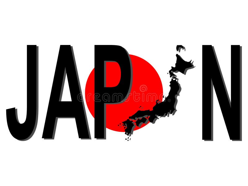 Japan text with map stock vector. Illustration of symbol - 3770589