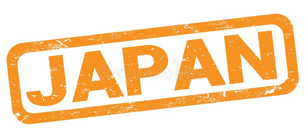 JAPAN Text Written on Orange Rectangle Stamp Stock Illustration ...