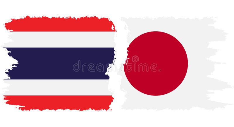 Japan and Thailand Grunge Flags Connection Vector Stock Vector ...