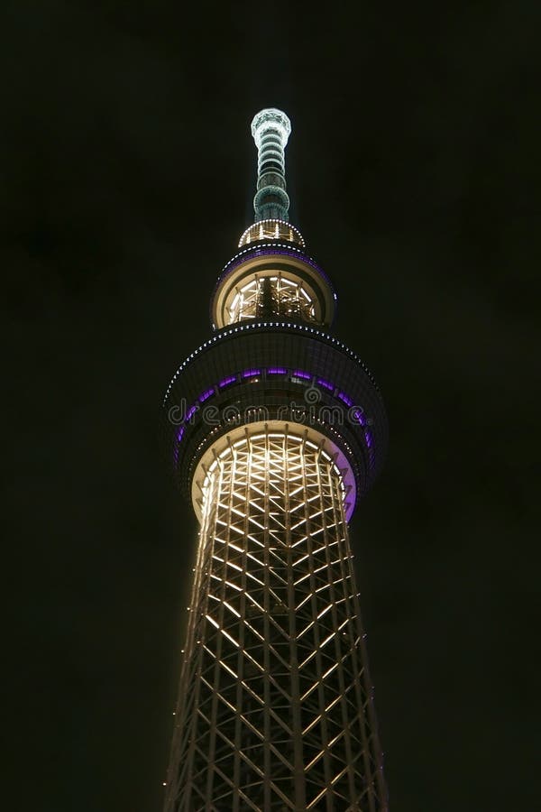 Japan Tokyo Skytree Tower Building at Night Editorial Photo - Image of ...