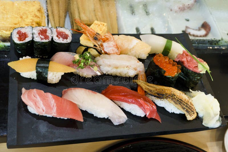 Japan, Tokyo, Sushi Dish at Restaurant Stock Photo - Image of cooking ...