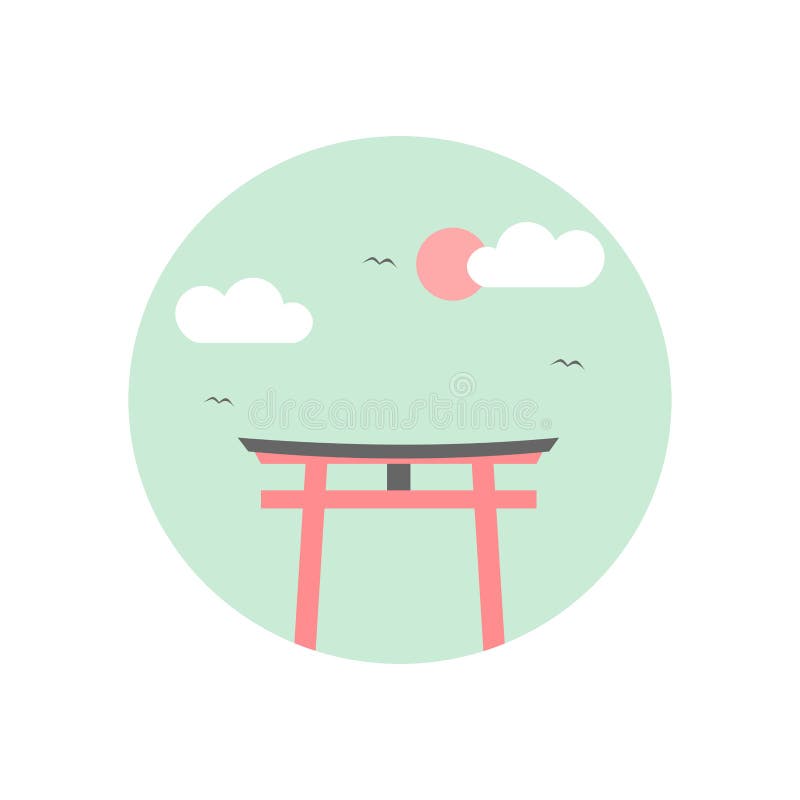 Japan Traditional Torii Gate Vector Icon Stock Vector - Illustration of ...