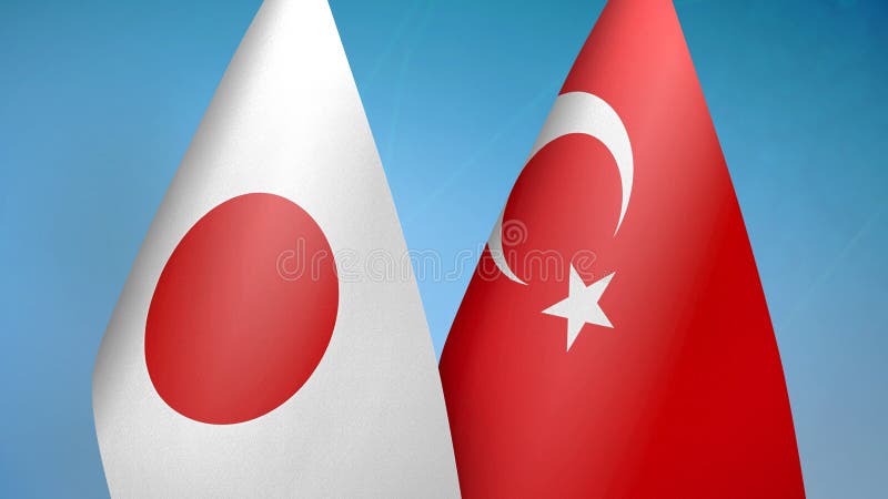 Japan and Turkey Flags Together, Fabric Texture, Thunder Icon, 3D ...