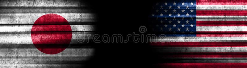 Japan and United States Flags on Black Stock Illustration ...