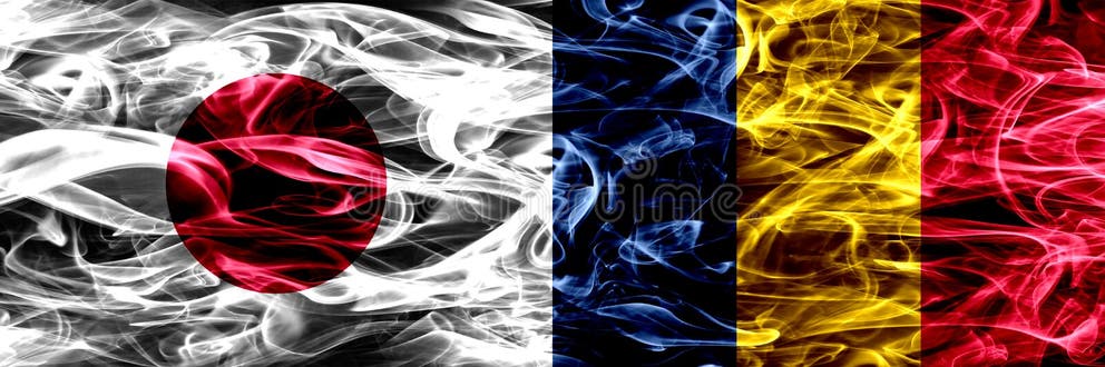Japan Vs Chad, Chadian Smoke Flags Placed Side by Side. Stock ...
