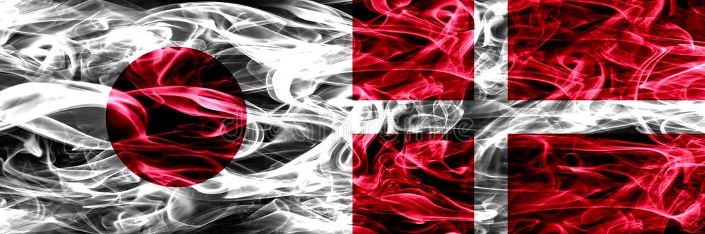 Japan Vs Denmark, Danish Smoke Flags Placed Side by Side. Stock ...