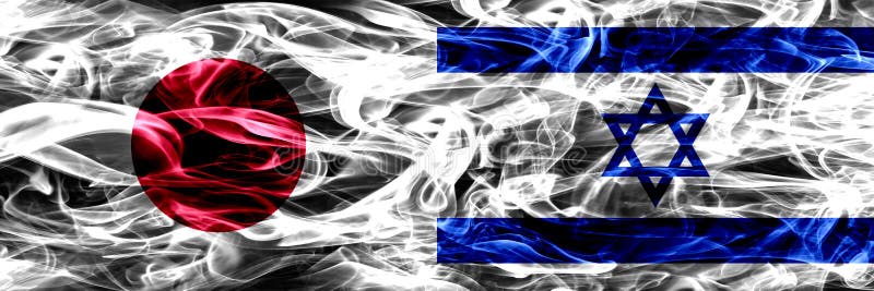 Japan Vs Israel, Israeli Smoke Flags Placed Side by Side. Stock ...