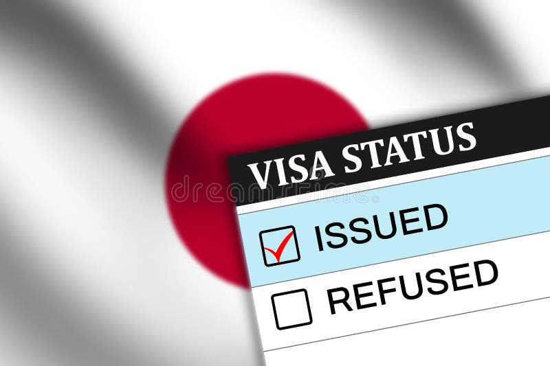 Japan Waving Flag and Visa Issue Status on Paper Background. Visa ...