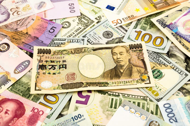 Japan and World Currency Money Banknote Stock Photo - Image of ...