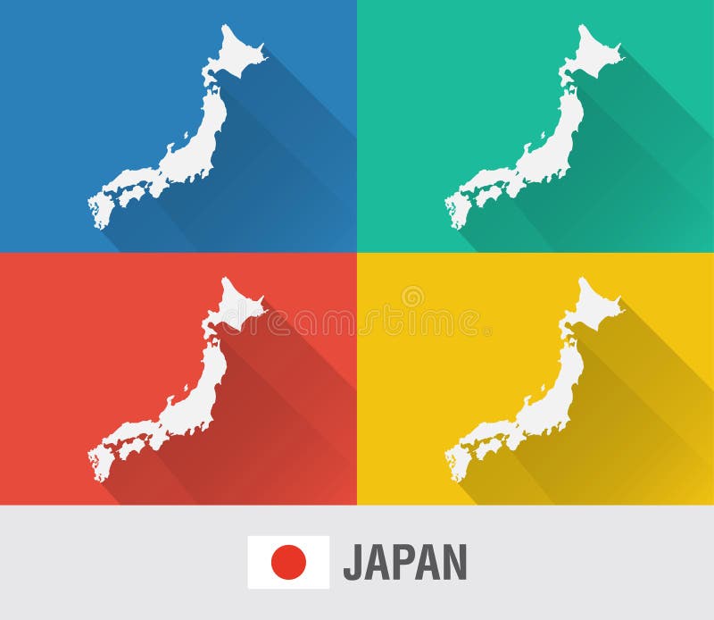 Japan World Map in Flat Style with 4 Colors. Stock Vector ...
