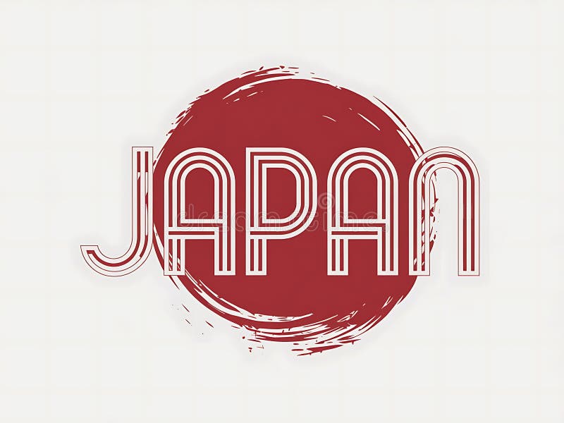 Japan Written in Bold White Lines with a Red Circle Stock Illustration ...