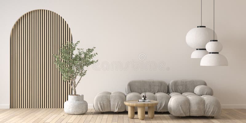 Japandi Style Conceptual Interior Room 3d Illustration Stock ...