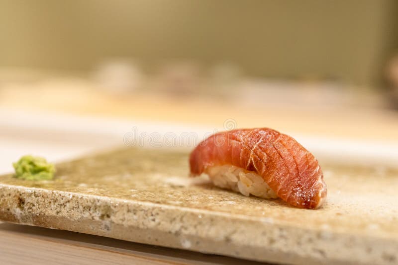Japanese Amberjack Nigiri Sushi Emphasizes the Fish Smooth Texture and ...