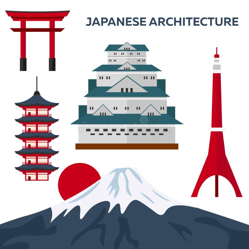 Japanese Architecture. Modern Flat Design. Vector Illustration. Stock ...