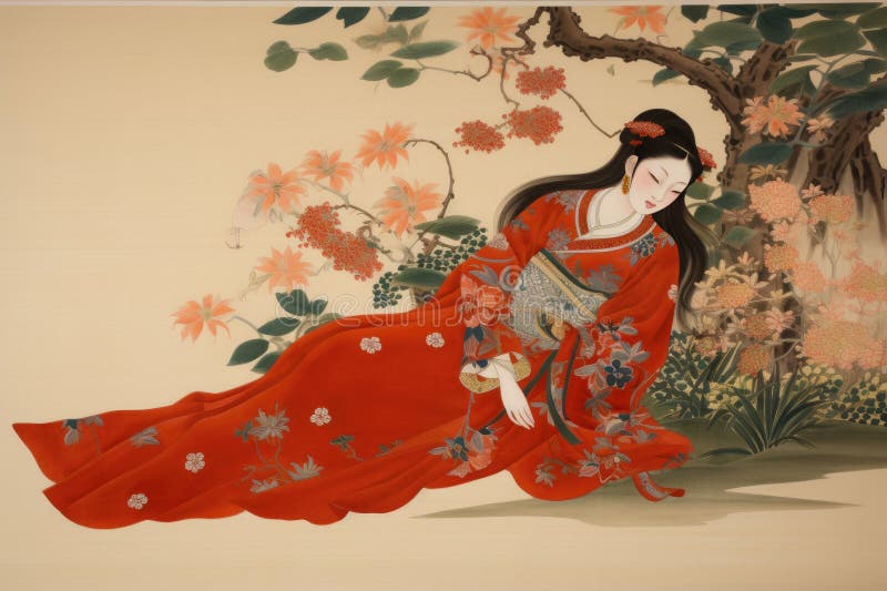 Japanese Art Female Edo Period Stock Illustration Illustration Of Face Chinese 301965247
