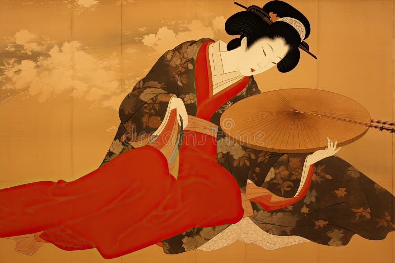 Japanese Art Female Edo Period Stock Illustration Illustration Of Hand Floral 301963307