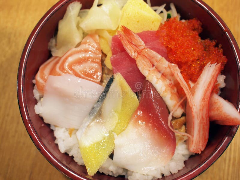 Japanese Assorted Sashimi Rice Bowl Stock Image - Image of supper, food ...
