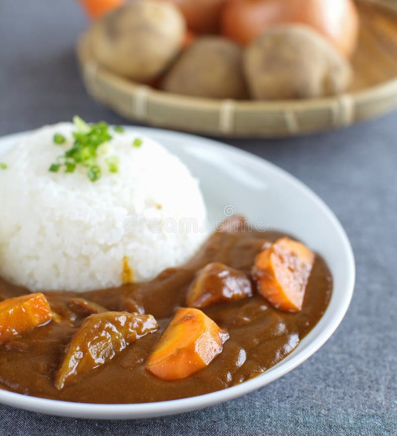 Japanese beef curry rice stock image. Image of onion - 94251663