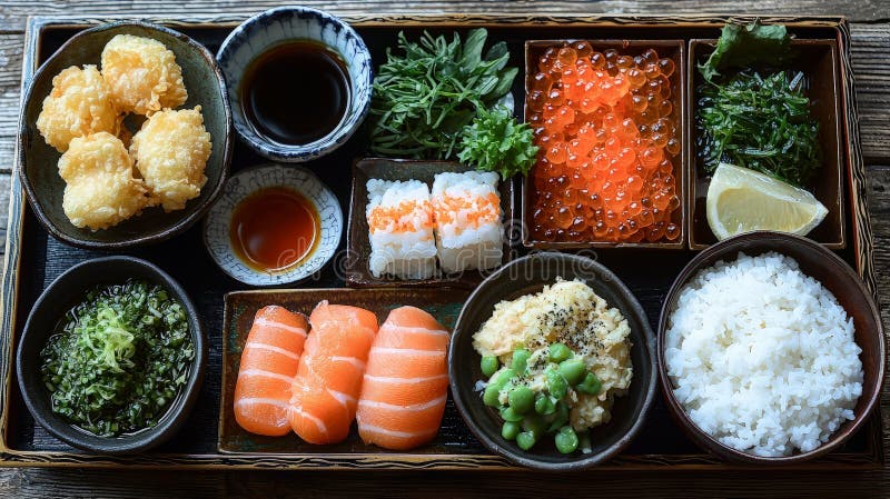 Japanese Bento Box Lunch, Restaurant Style Stock Photo - Image of ...